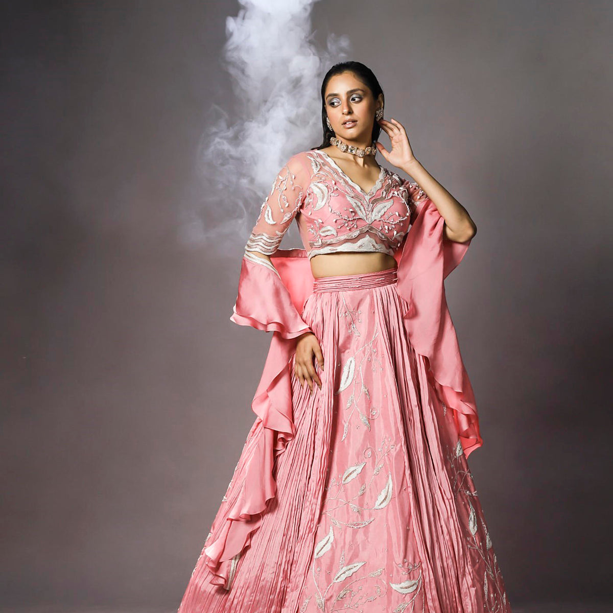 Cashmere rose pink multi panel lehenga set – Isha Gupta Tayal