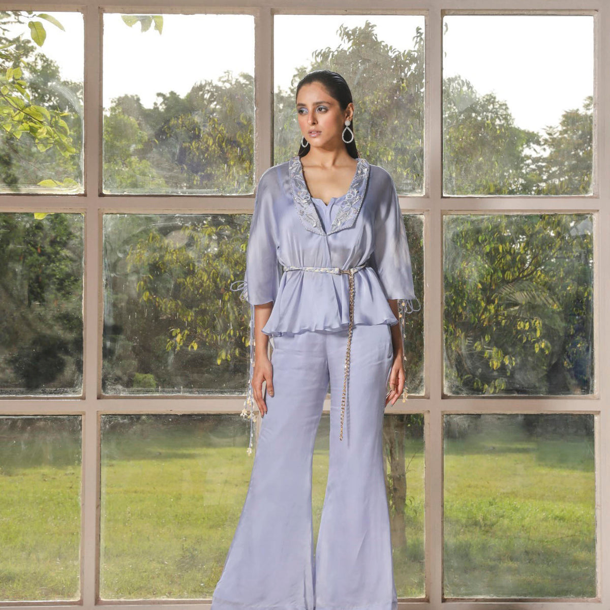 Periwinkle embroidered Co-Ord set – Isha Gupta Tayal